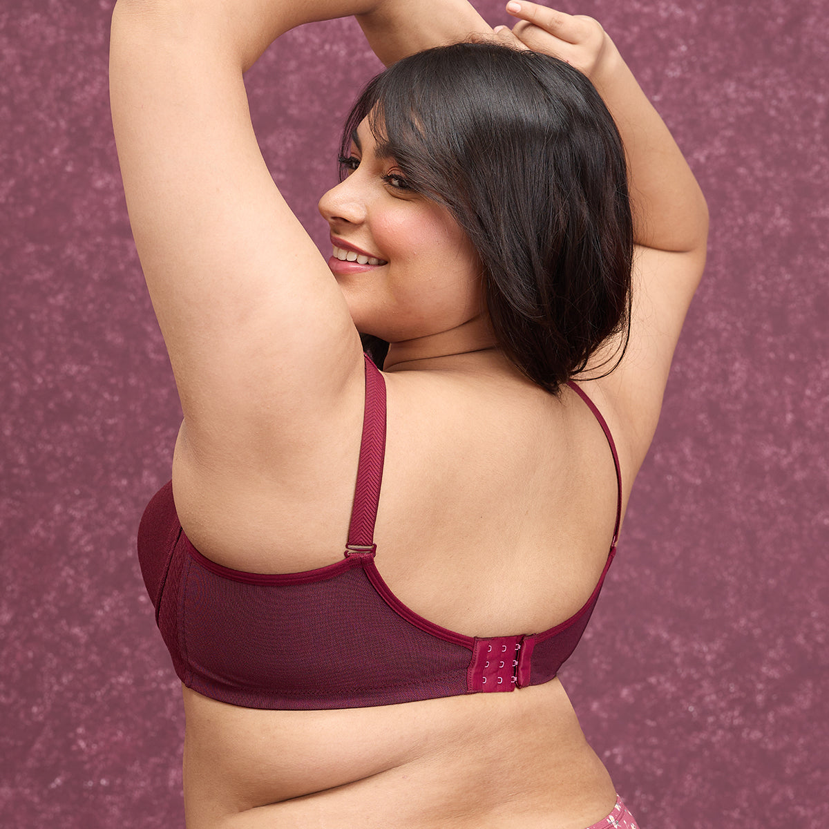 Luxe Jacquard Minimiser Bra-NYB231-Maroon – Nykd by Nykaa